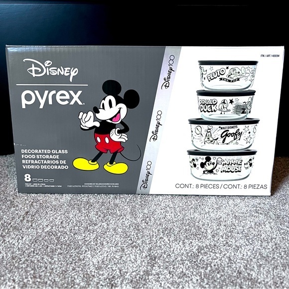 Disney | Kitchen | New Disney 0th Anniversary Pyrex 8 Piece Glass Bowl ...